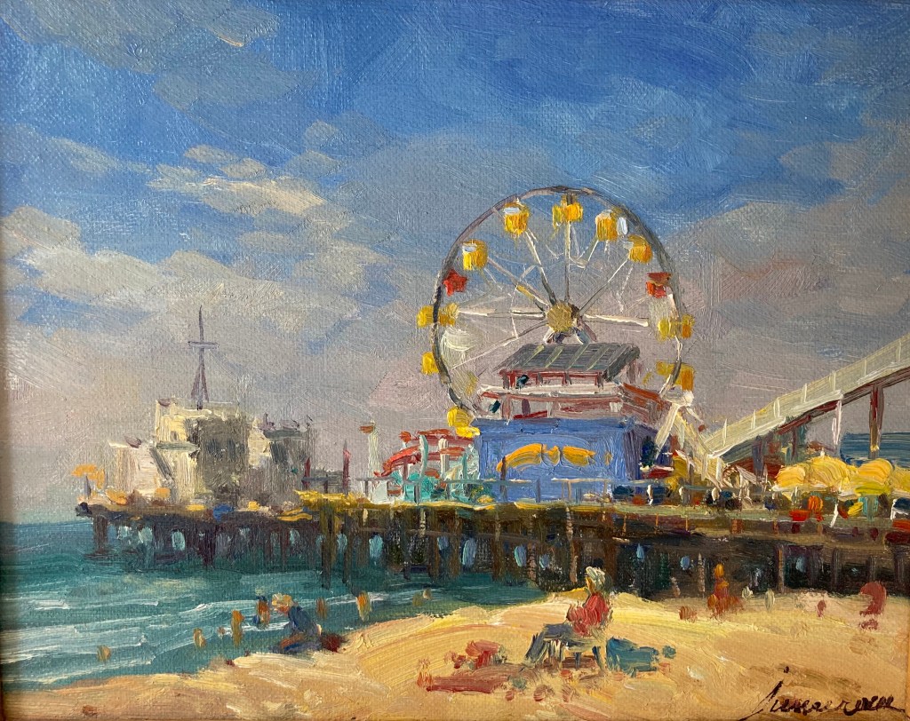 Santa Monica Pier, California Impressionist Junn Roca : D'Antan Art ...