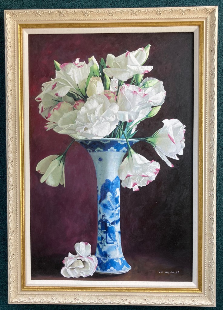 Floral Still Life, NY Artist Yin Yong Chun, 2007 : D'Antan Art & Antiques